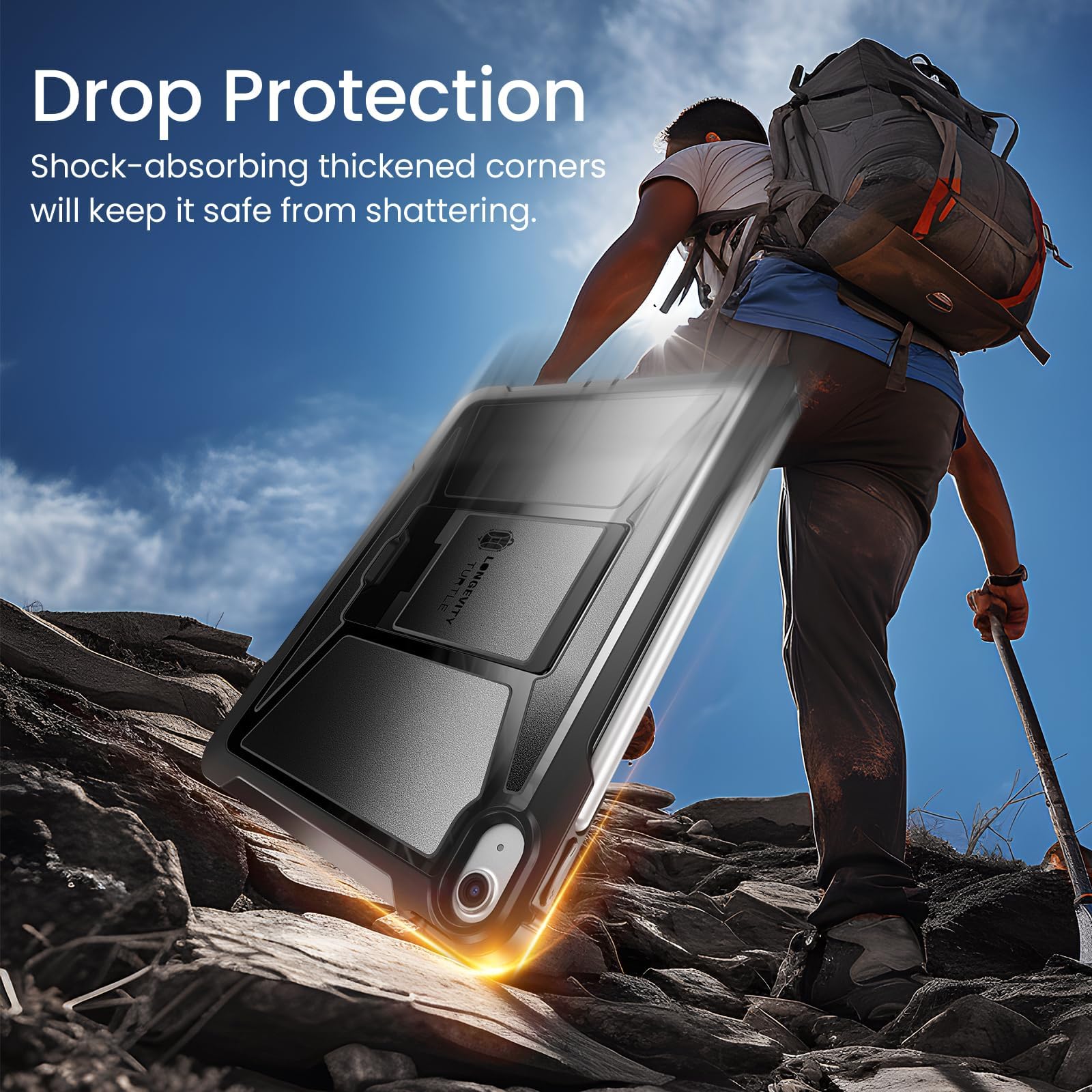 ZtotopCases for iPad Air 5th/4th Gen 10.9 Inch 2022/2020, iPad Pro 11" 2018 1st, Built-in Screen Protector, Shockproof Cover+ Kickstand - Black