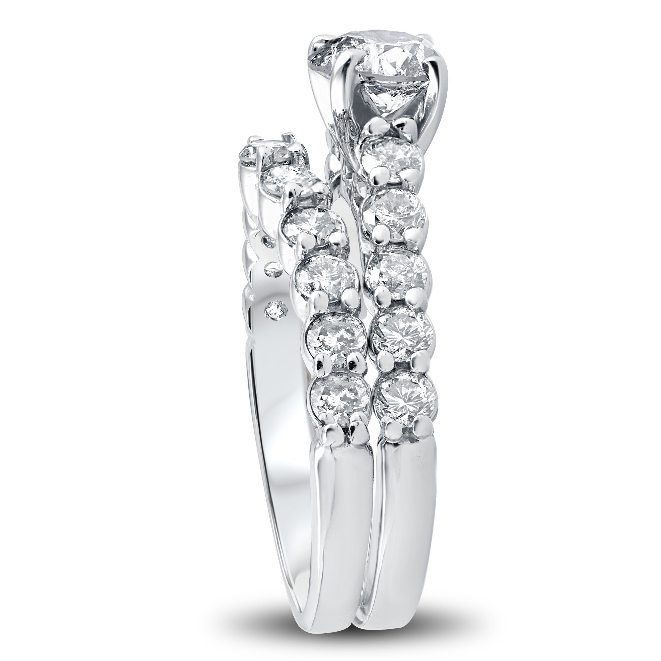2ct Diamond Engagement Wedding Ring Set 14k White Gold - Size 5