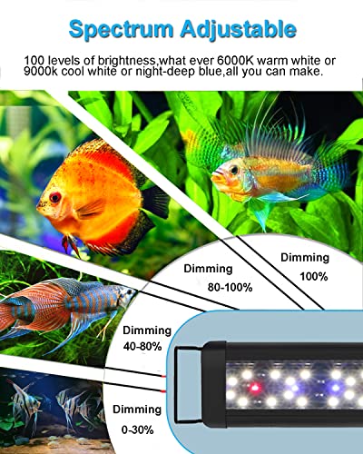 MingDak LED Aquarium Fish Tank Light Fixture,Full Spectrum Lighting for Freshwater Planted Aquariums,Slim & Thin Aluminum Housing,Extendable Brackets Fit 12" to 18" Fish Tank Model MDGLSD01B-12S