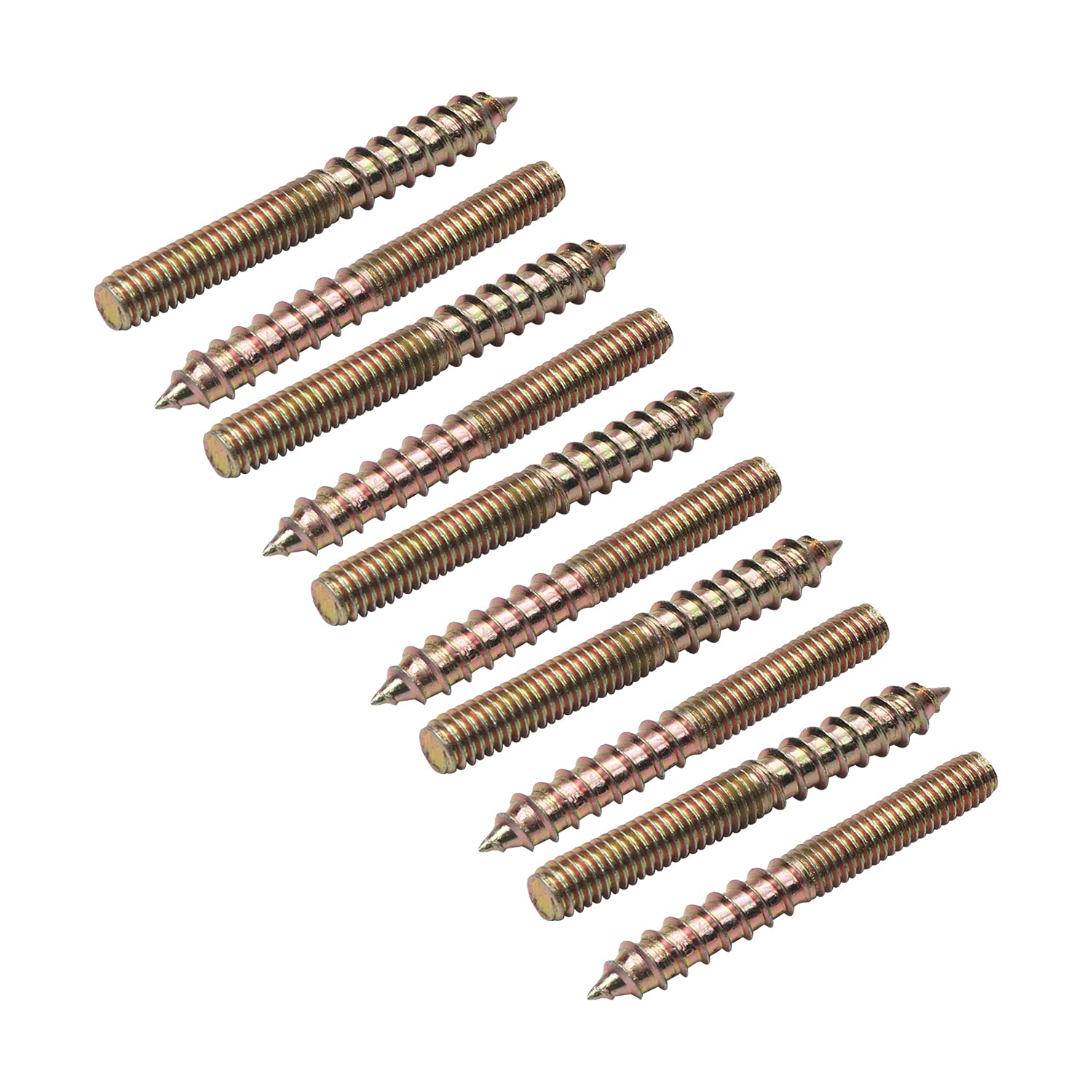 Yinpecly 10Pcs Carbon Steel Double Headed Hanger Bolts 2 inch Length Self-Tapping Screw for Furniture Installation M6Ă50 Bronze