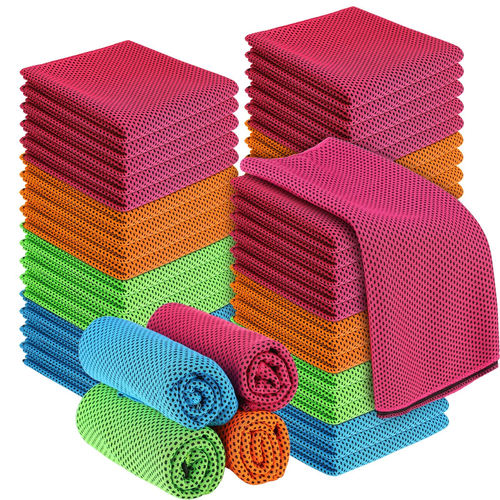 50 Pcs Cooling Towel 40" x 12" Ice Towel Yoga Towel Gym Accessories Cool Hiking Gifts Soft Breathable Chilly Towel for Neck Sport Running Workout Fitness Camping Golf More Activities
