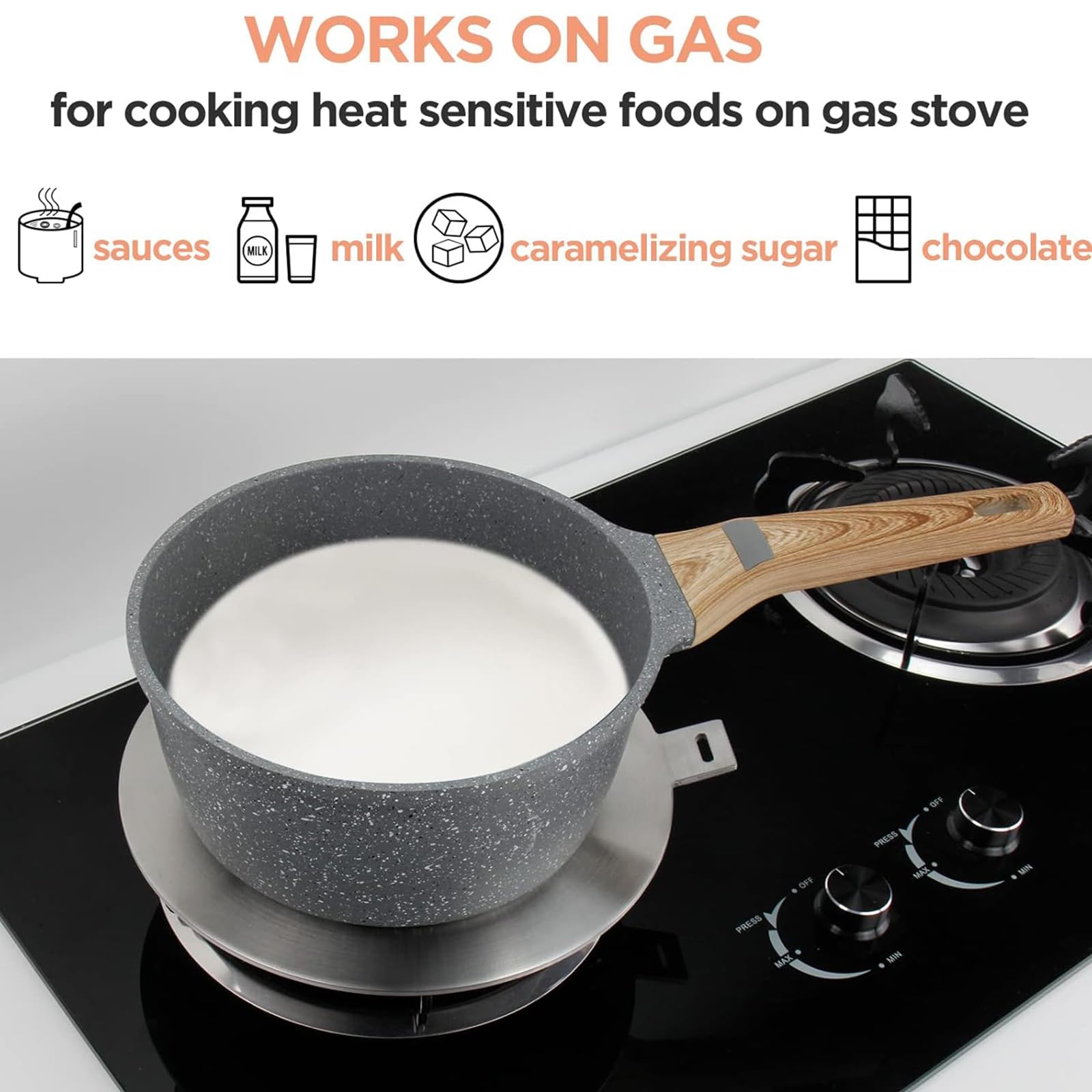 7.87inch Stainless Steel Induction Cooktop Adapter Plate, Heat Diffuser for Glass and Electric Cooktop, Detachable Handle