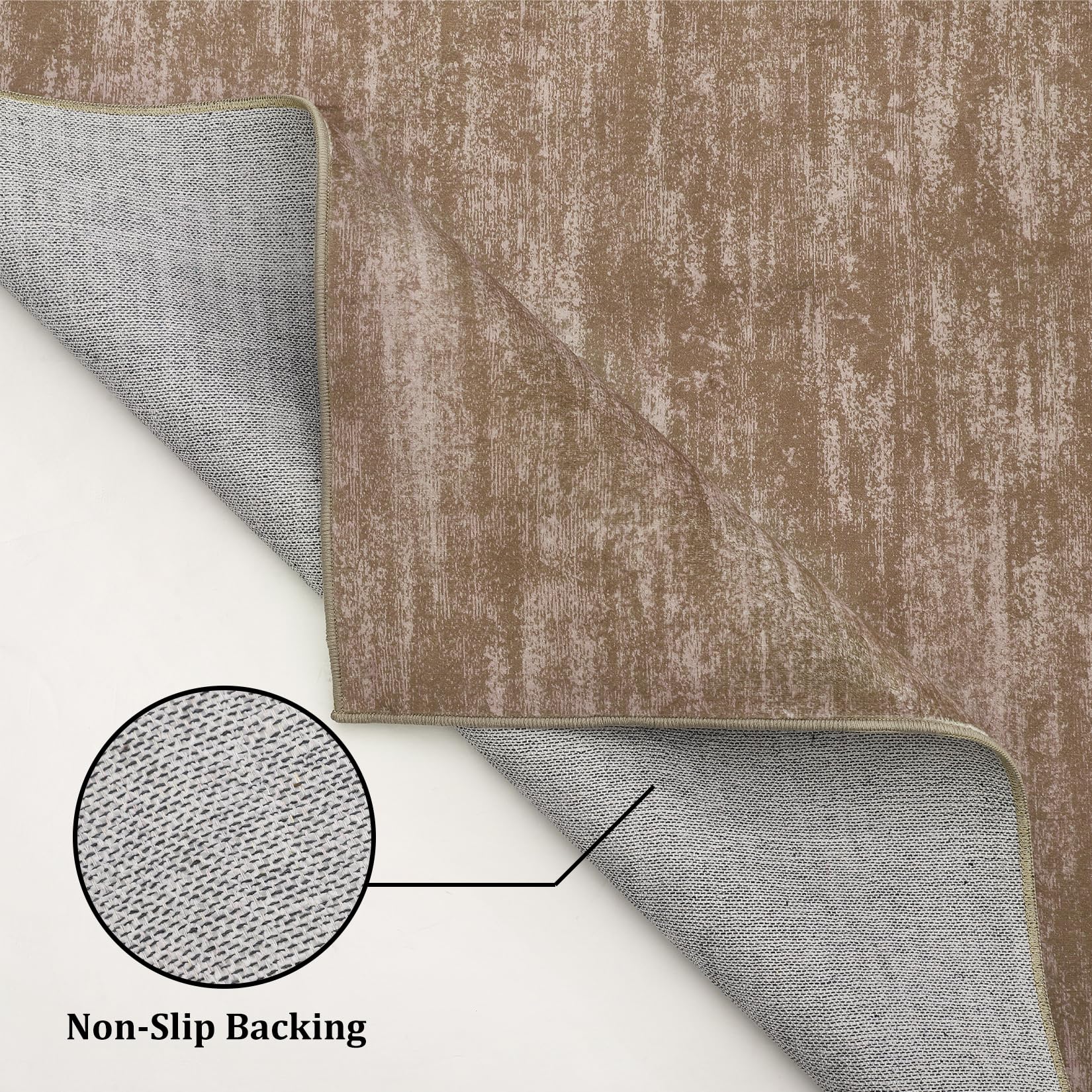 RUGSREAL Round Area Rug 3ft Solid Area Rug Washable Indoor Floor Carpet Contemporary Area Rug Modern Round Rug for Bedroom Living Room Kitchen Home Office, Taupe