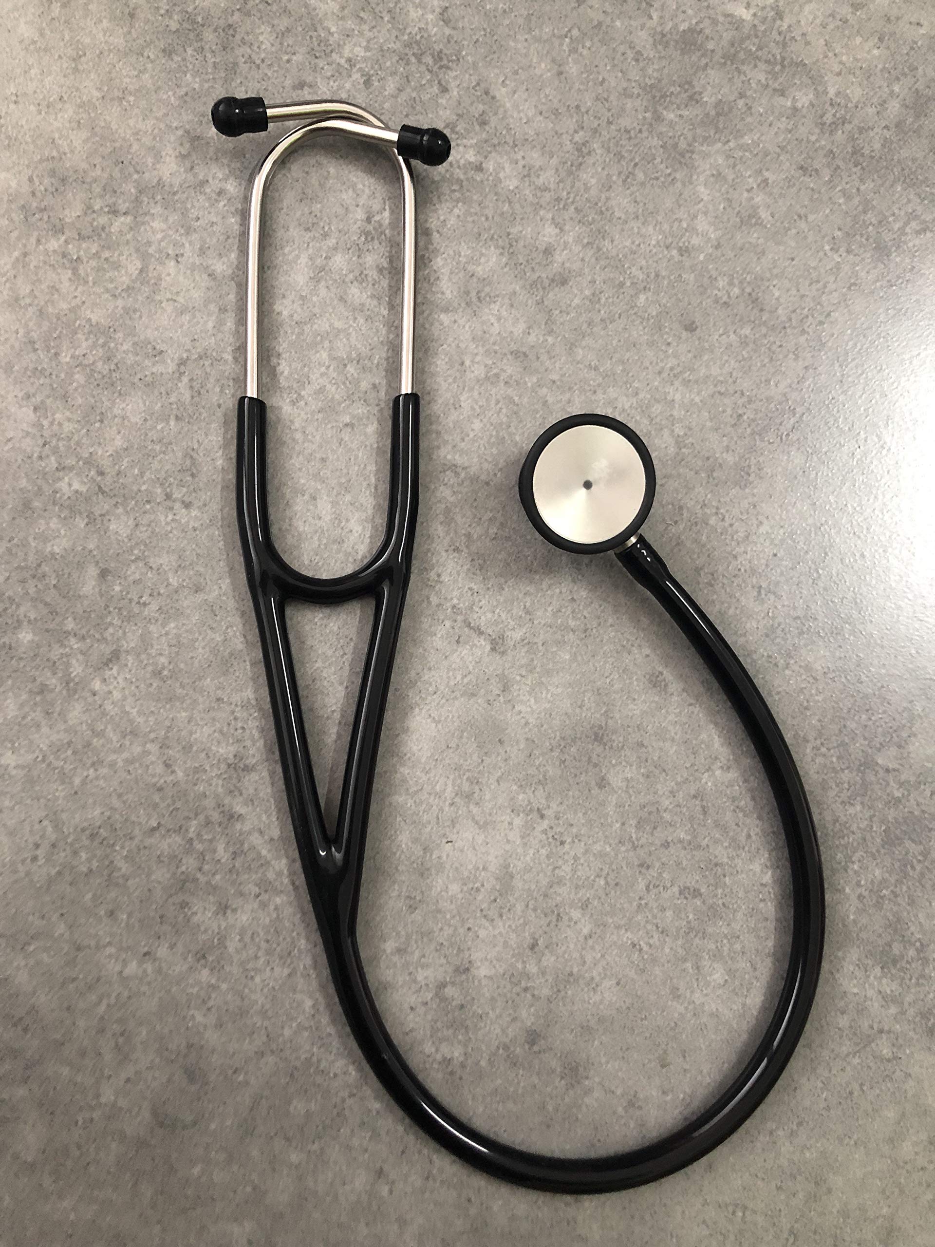 Stethoscope Cardiology Stainless Steel ' A' Shape Tube Stethoscope/Suitable for Cardiac Auscultation, Black Tube, Soft Ear-tip. one Diaphragm and Two Black earplugs