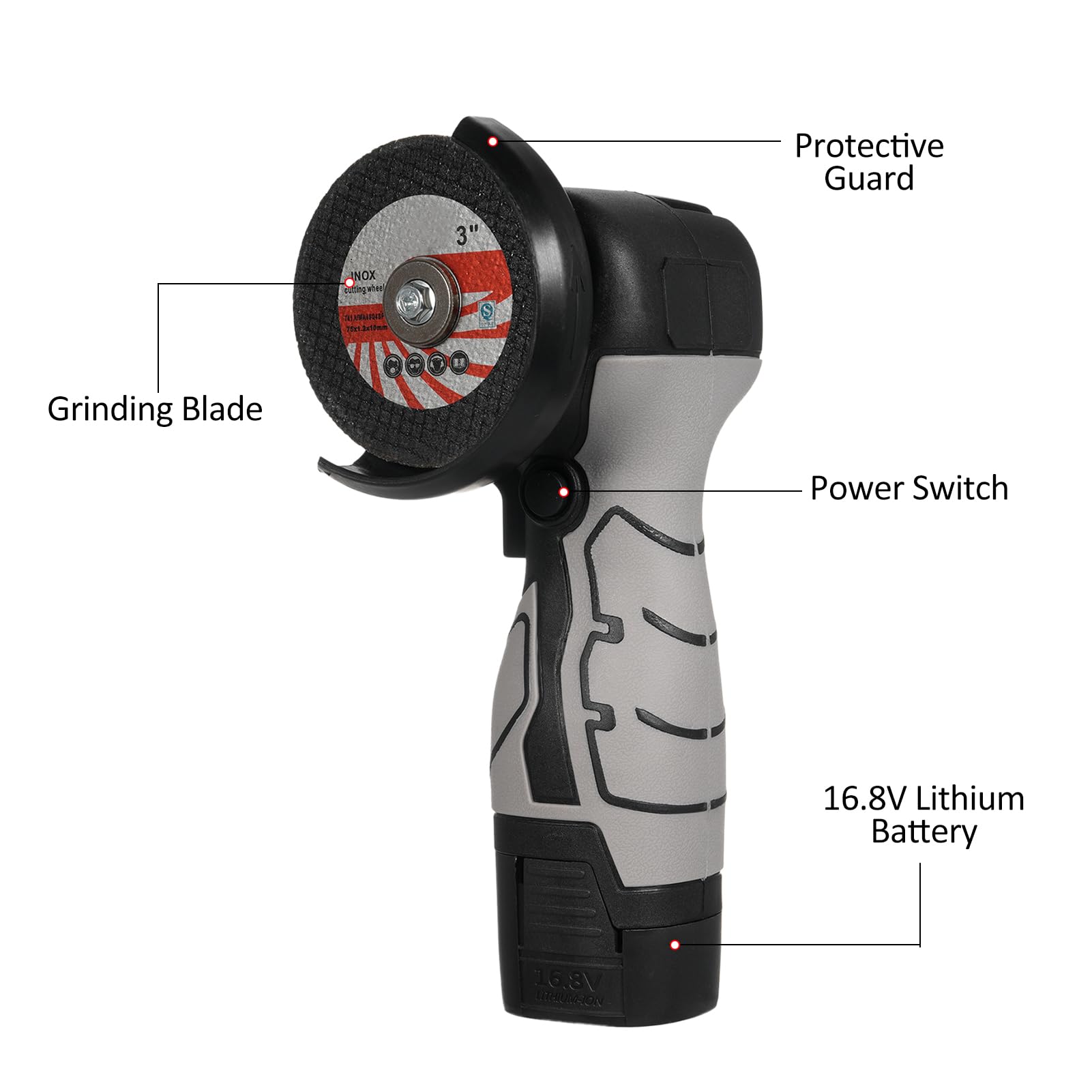 Angle Grinder, Weytoll 7000RPM Cordless Angle Grinder, Electric Grinding Tool, Mini Angle Grinder with 2Pcs 16.8V 2000mAh Battery and Grinding Disc for Cutting Polished Brick Wood Stone Steel