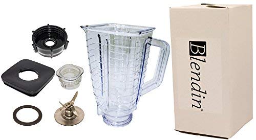 Blendin Replacement 40 Ounce -5 Cup- Square Top Plastic Blender Jar Set, Blender Cup Compatible with Oster and Osterizer Blenders, Complete Replacement Part Refresh Kit
