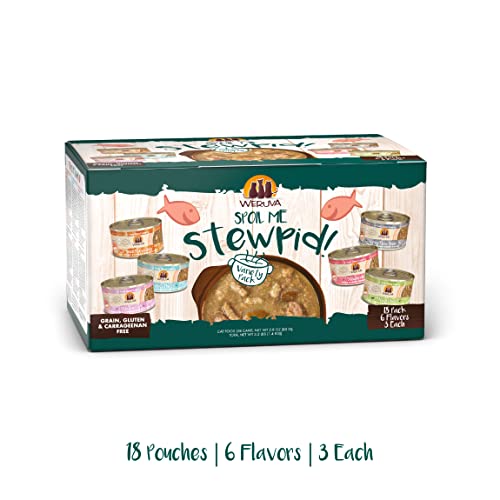 Weruva Classic Stews Cat Food, Spoil Me Stewpid! Variety Pack, 3oz Can (Pack of 18)