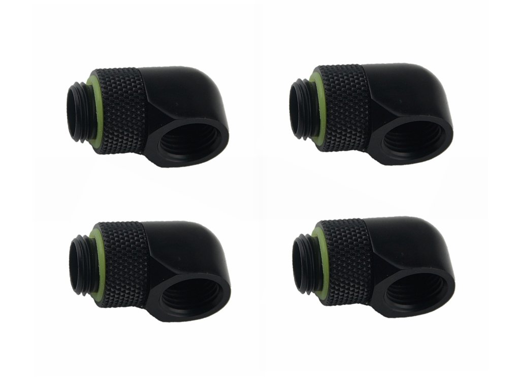 BXQINLENX Black G 1/4" Male to Female 90° Rotary Enhance Multi-Link Adapter Fitting for Computer Water Cooling System(4 PCS)