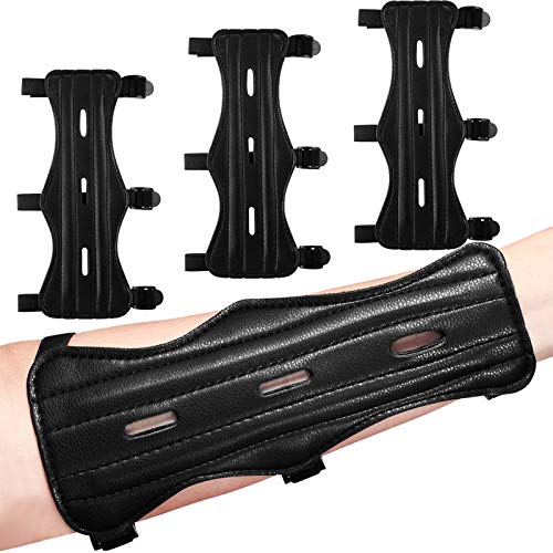 4 Pack Archery Arm Guard Leather Forearm Protector Adjustable Bow Arm Protector Armguard for Hunting