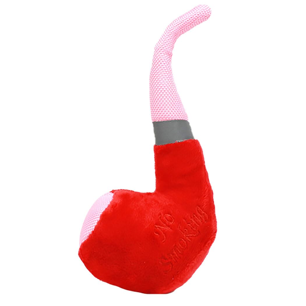 Chewtoyo Pet Teething Decorative Tobacco Pipe Toy Interactive: Stuffed Squeaky Biteproof Funny Chewers for Dog Tooth Cleaning, Coffee357