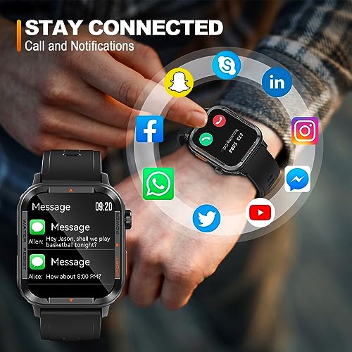 anyloop Smart Watch for Men(Answer/Make Call), 1.85" Fitness Tracker, 100+ Sport Modes Activity Tracker and Smartwatches with Heart Rate SpO2 Sleep Monitor Step Counter Smart Watch for Android iOS
