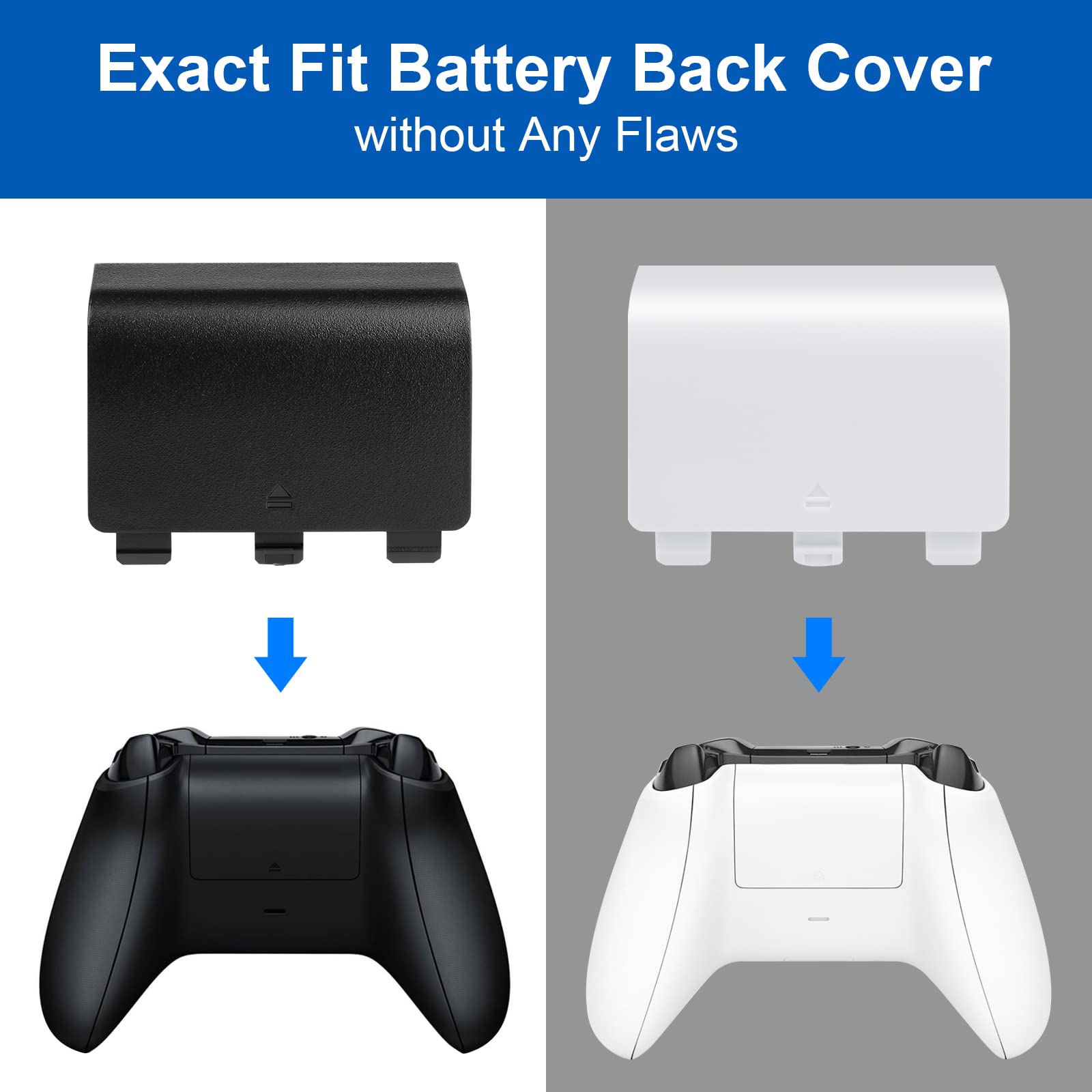 4 Pack Battery Cover for Xbox One, One S, One X Controller, Battery Back Door Shell Repair Part Compatible with Xbox Wireless Controller*Black