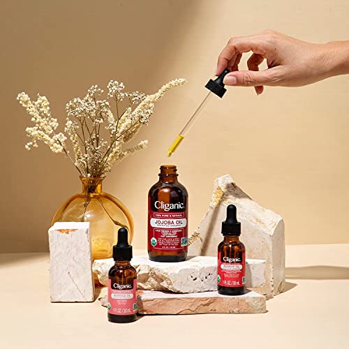 Cliganic Jojoba Oil Non-GMO, Bulk 32oz | 100% Pure, Natural Cold Pressed Unrefined Hexane Free Oil for Hair & Face