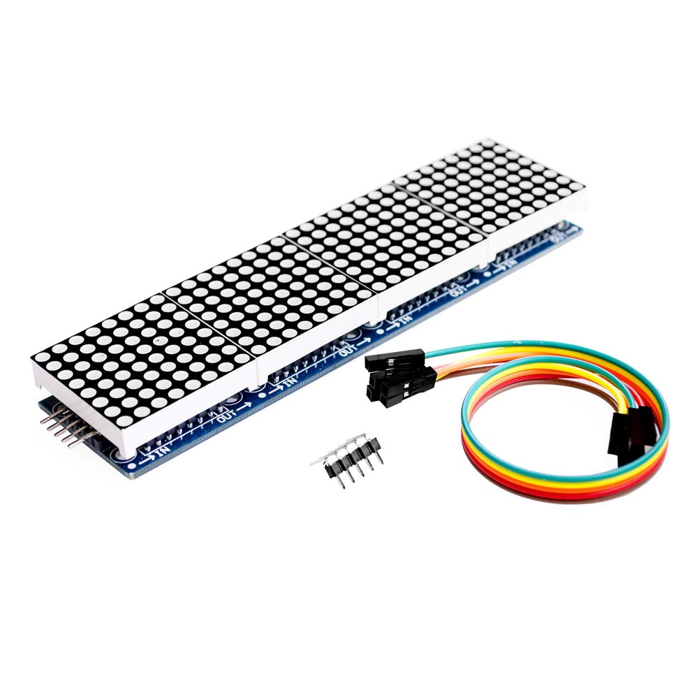 Onyehn 2pcs MAX7219 Dot Matrix Module(Red Light) 4 in 1 Display for Arduino Microcontroller with 5Pin Line(Christmas Decoration DIY Letters Electronic Display)