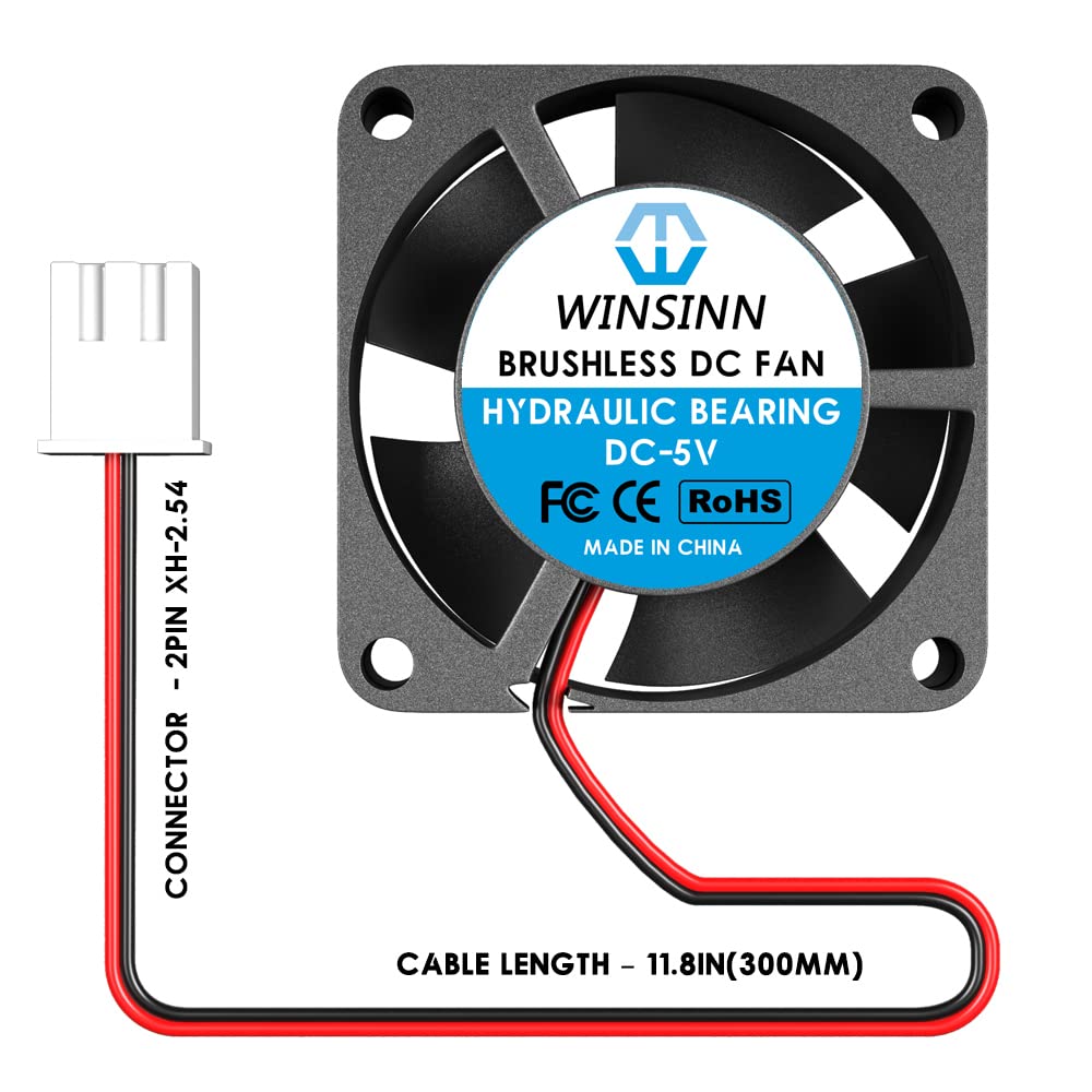 WINSINN DC 25mm Fan 5V 2510 Hydraulic Bearing Brushless Cooling 25mmx10mm 2PIN (Pack of 5Pcs)