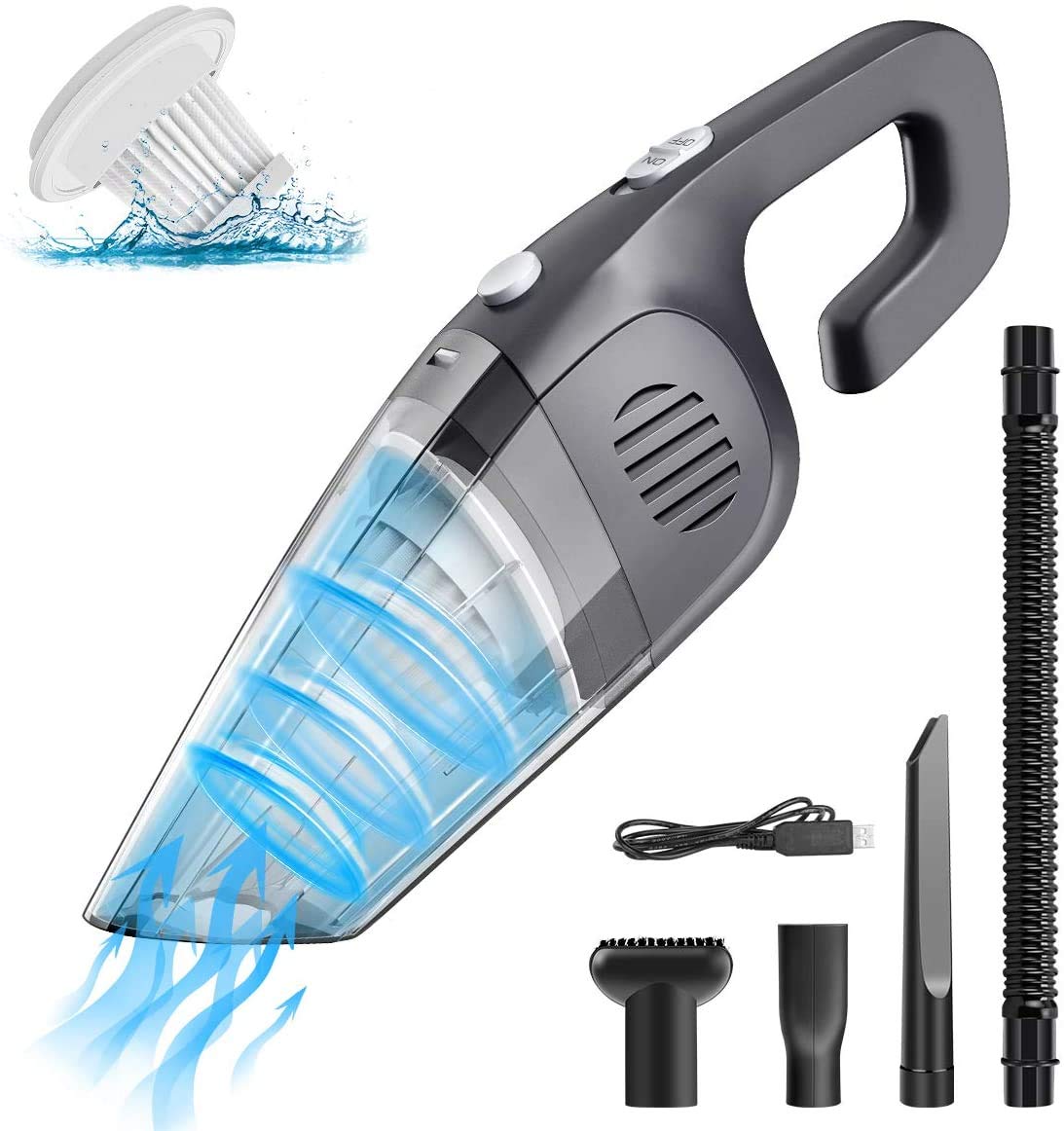 AUKUN Handheld Vacuum, Mini Vacuum 8KPA Suction Portable Vacuum Handheld Vacuum Cordless Wet/Dry Quick Charge Portable Vacuum Cleaner for Home and Car
