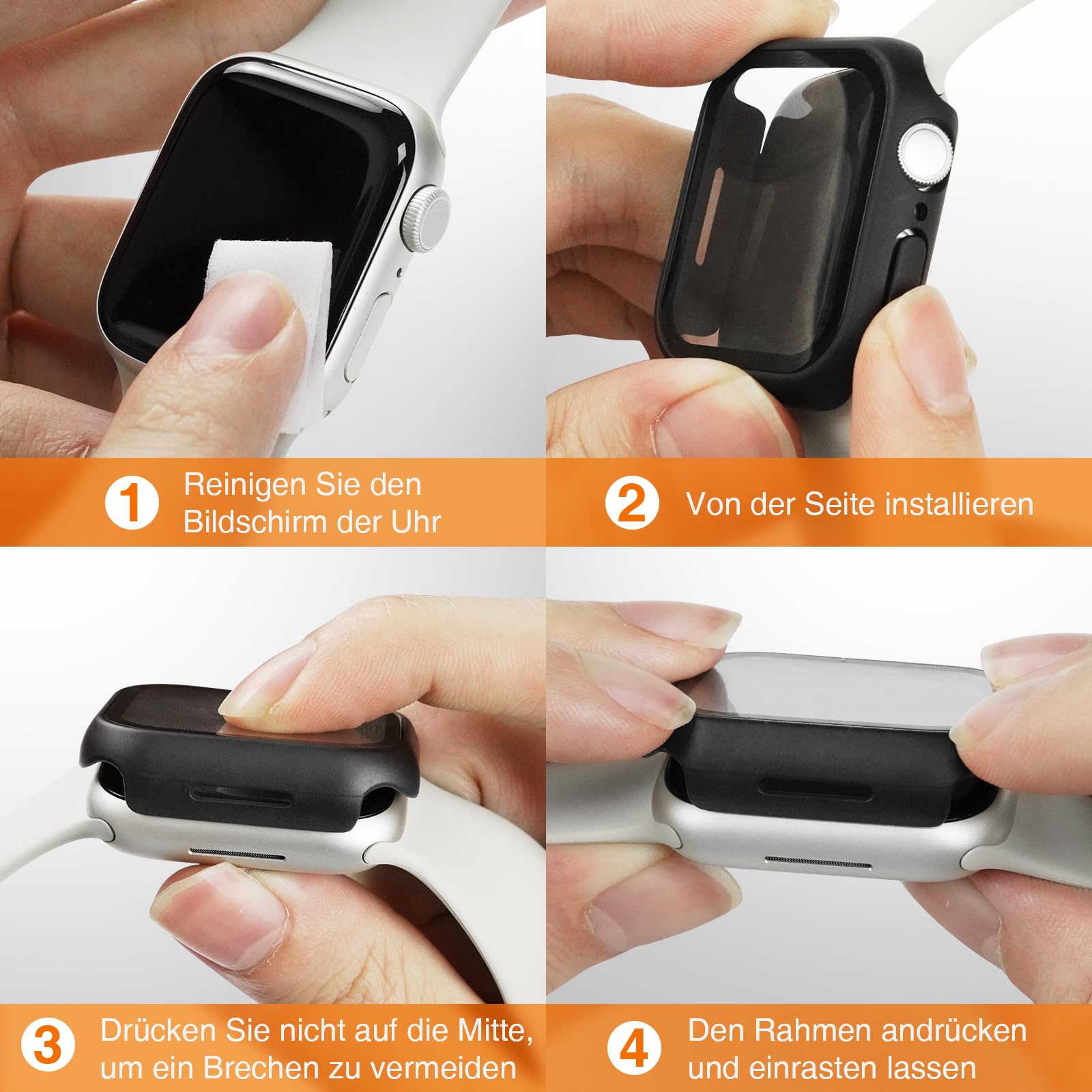LK 2 Pack Hard PC Case with Tempered Glass Screen Protector Compatible for Apple Watch Series 9/8/7 45mm, Touch Sensitive, HD Ultra-Thin, Full Protective Cover for iWatch 9/8/7 45mm, Black