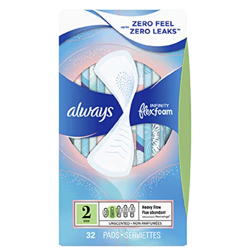 Always Infinity Pads - Heavy Flow without Wings Unscented , 32 Count (Pack of 1)
