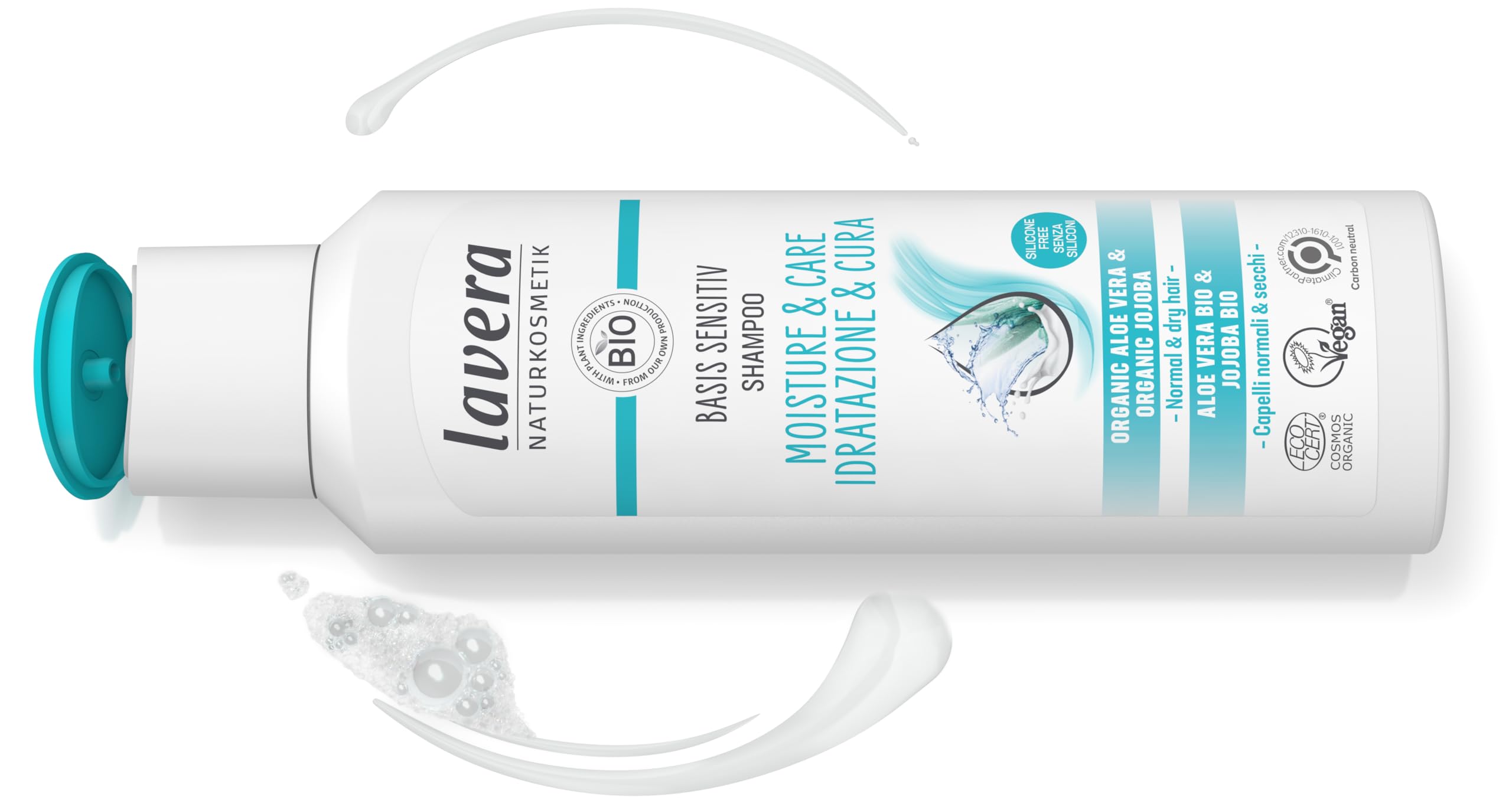 lavera Shampoo Basis Sensitiv Moisture and Care • Moisturising Shampoo • Hair Care • Natural Cosmetics • Vegan • Certified • 250ml
