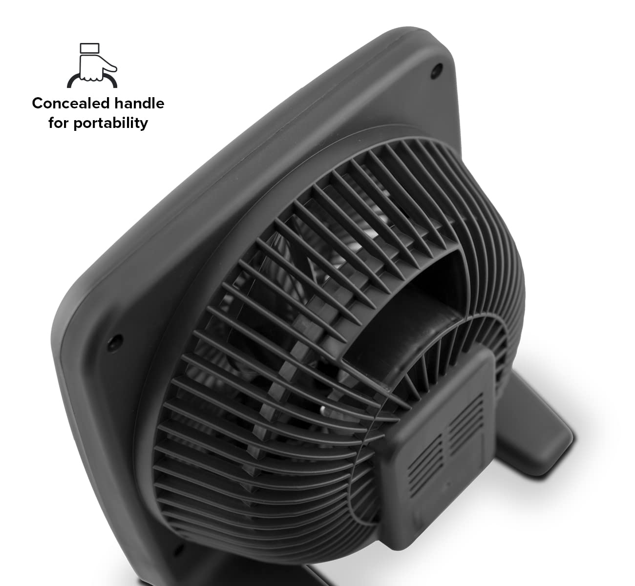 Air Monster 7 Inch 2 Speed Compact Desktop Table Top Personal Box Fan, Space Saver, High Performance, Turbo Force, Fully Assembled, Matte Black