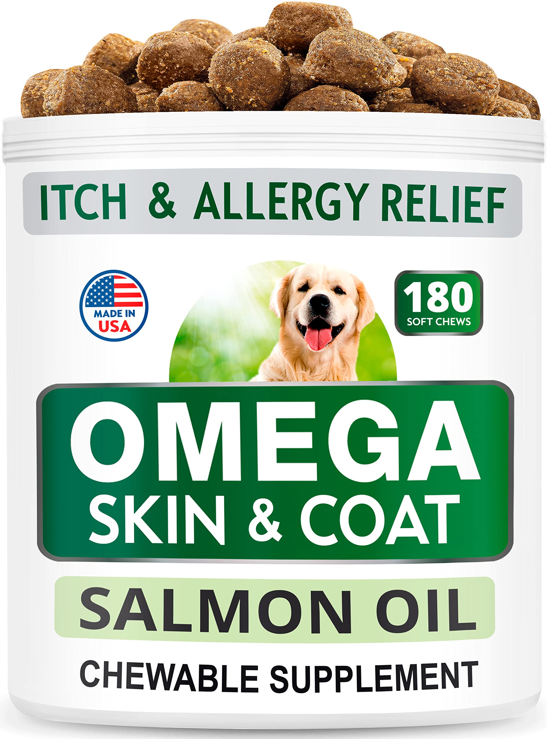 Dog Probiotics Chews + Omega 3 for Dogs Bundle - Gas, Diarrhea, Constipation, Upset Stomach Relief + Allergy and Itch Relief - Digestive Enzymes + Prebiotics + Omega 3 - Skin and Coat Support