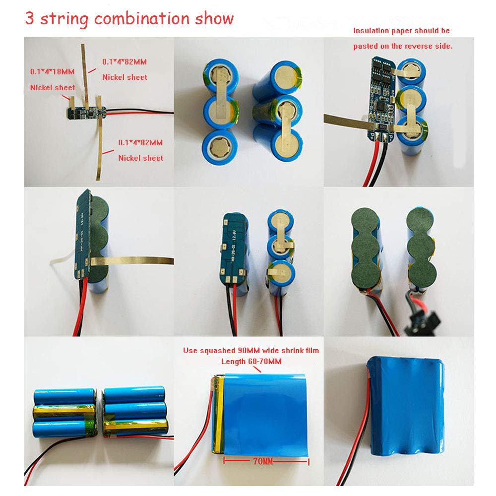 Comidox 3S 12V 10A 18650 Lithium Battery Protection Board BMS Li-ion Charger Protection Module Anti-Overcharge/Over-Discharge/Over-Current/Short Circuit 3Pcs