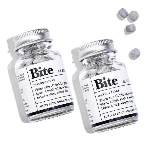 Bite Toothpaste Bits with Nano Hydroxyapatite - Eco and Travel-Friendly Whitening Toothpaste Tablets (Mint Charcoal)