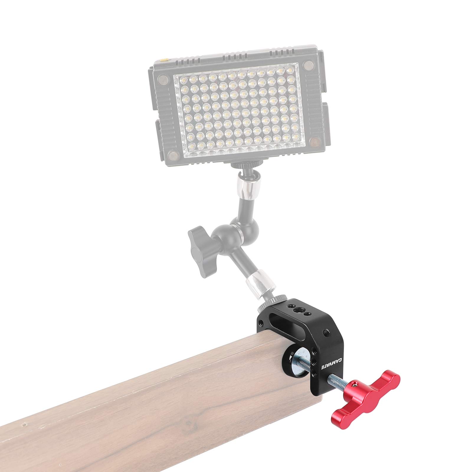 CAMVATE C-Clamp with 1/4 and 3/8 Thread Hole for Camera Monitor(Red T-Handle) - 1687