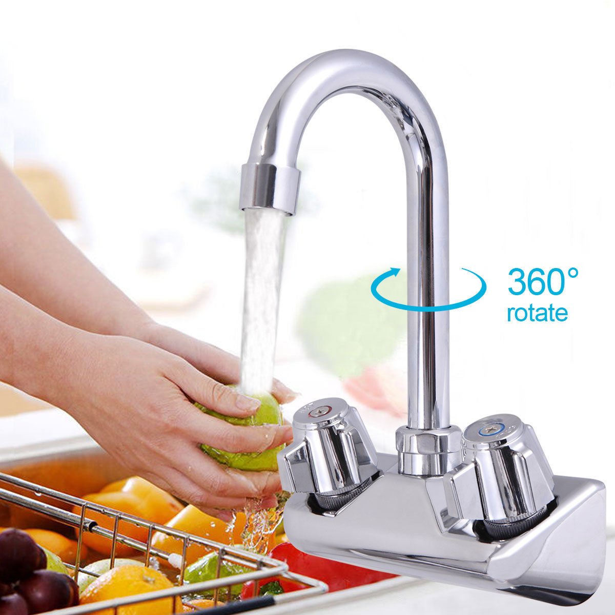 Commercial Stainless Steel Wall-Mount Hand Sink with Side Splash 12 x 12 - NSF