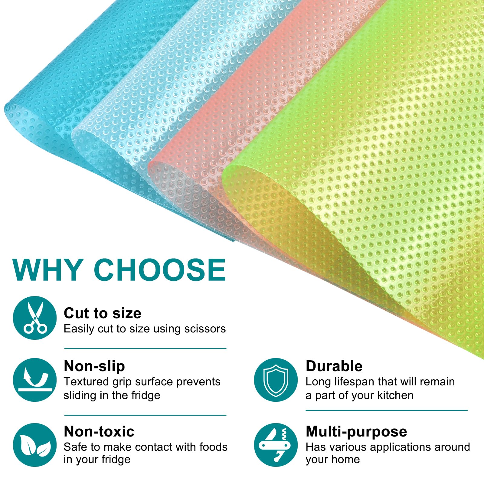 8 Pcs Refrigerator Liners for Shelves - Easy to Clean Fridge Liner Mats, Spill Protection Refrigerator Shelf Liners Drawer Liners, Nonslip Washable BPA-Free Refrigerator Mats