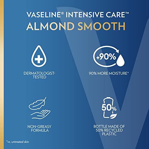 Vaseline Intensive Care hand and body lotion Almond Smooth for Rich Moisturization 20.3 Oz
