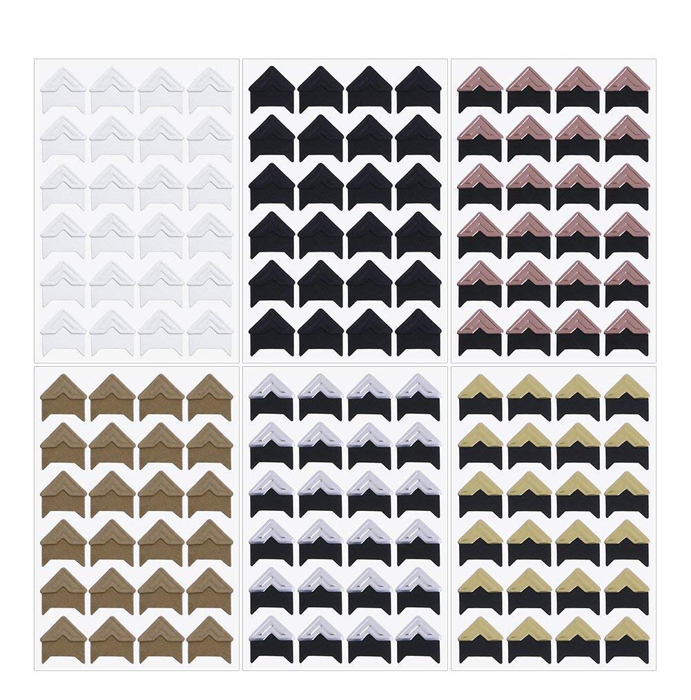 Penta Angel 12 Sheets 6 Colors Photo Corner Stickers Holder Protectors Self Adhesive Photo Mounting Corner Stickers Picture Corners for DIY Scrapbooking Photo Album Personal Journal Diary, 288 Count