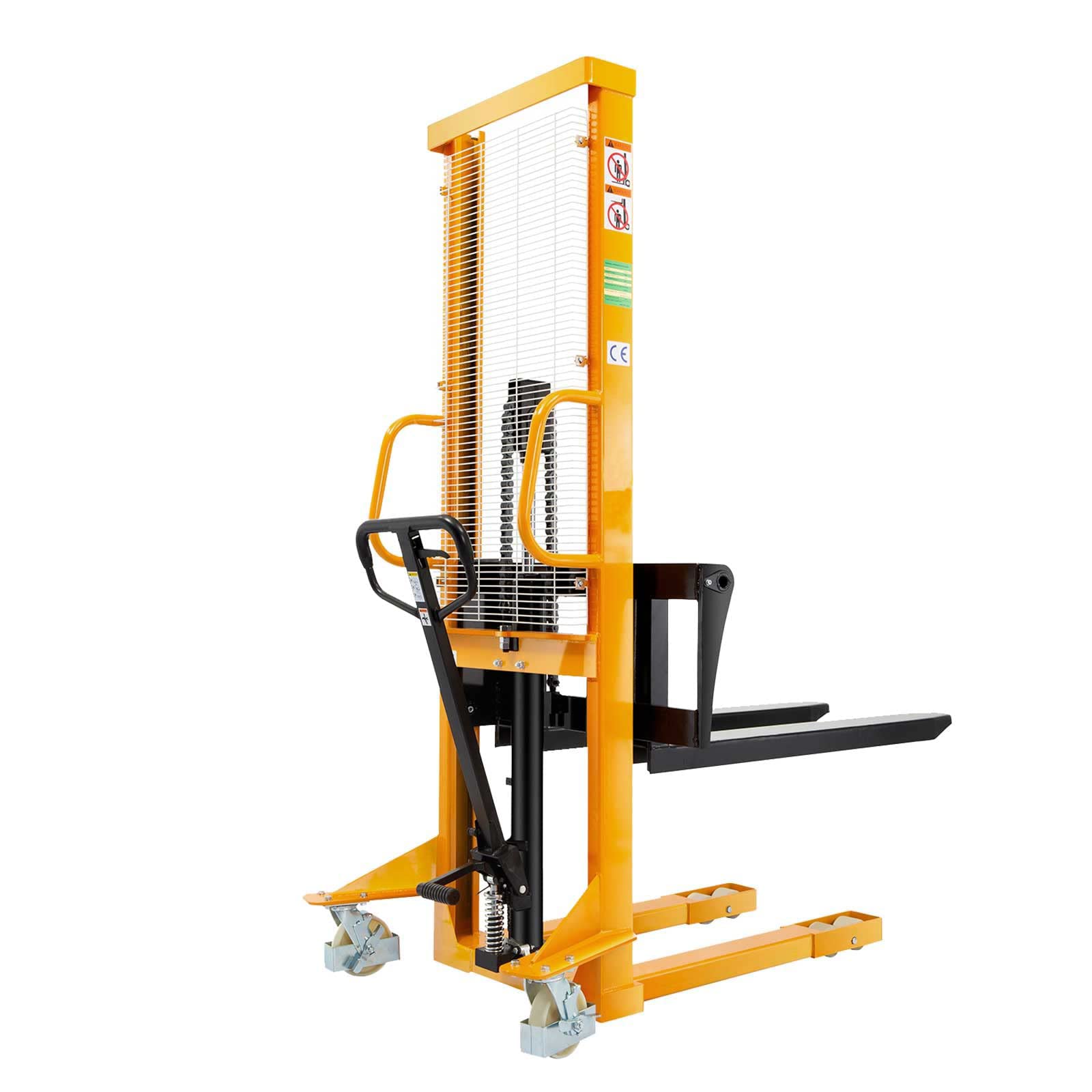 APOLLOLIFT Manual Stacker, 2200 lbs Capacity 63 Inch Lift Height Fixed Leg Stacker, with Adjustable Forks Fixed Legs Only Suitable for Open Bottom Pallet