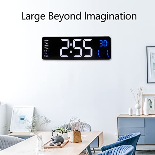 Ashionee Wall Clock, Digital Wall Clock, 16.2 in Large Digital Wall Clock, LED Digital Wall Clock with Remote Control for Living Room Decor