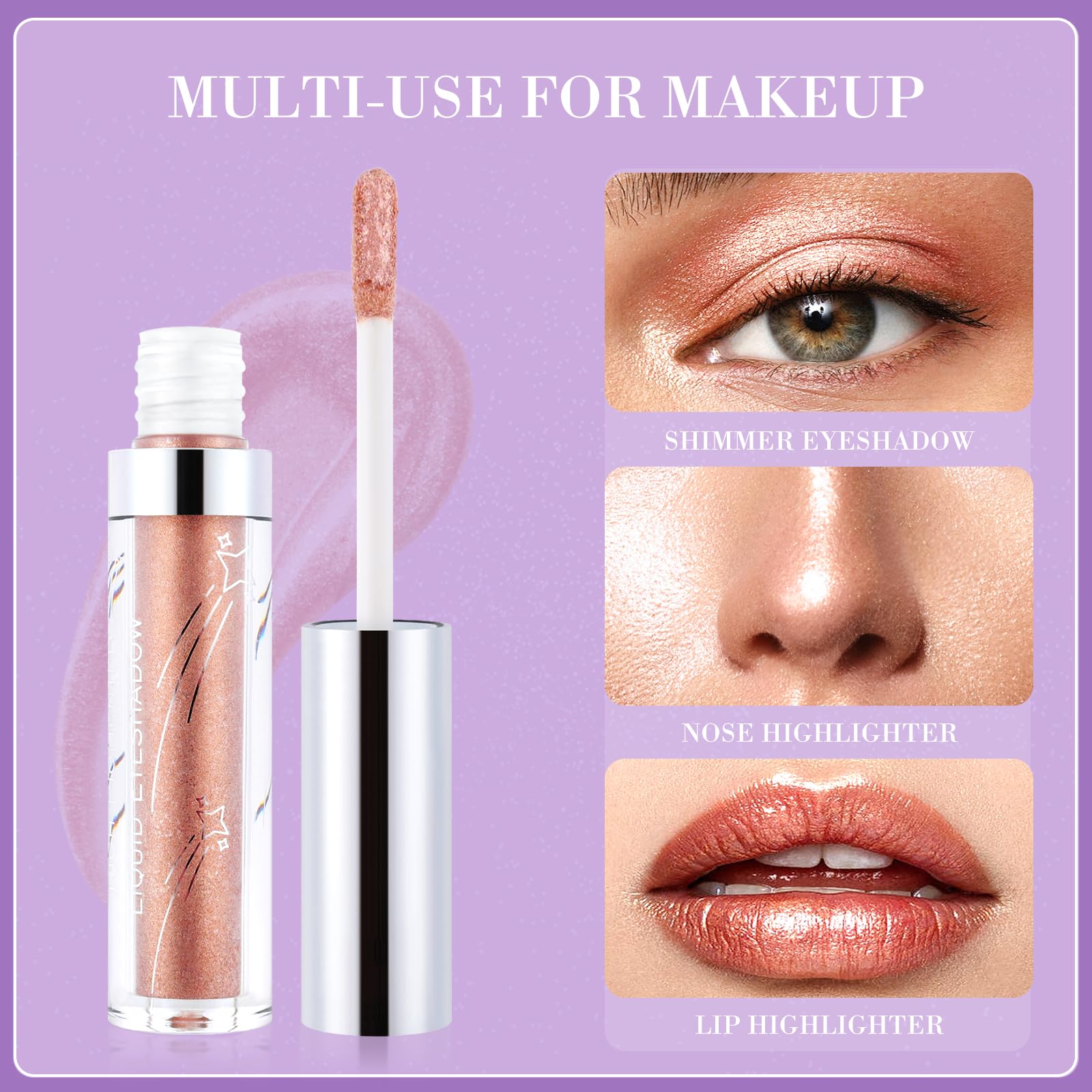 Hotiary Glitter Liquid Eyeshadow, Metallic Glitter Shimmer Sparkling Eye Shadow, Long Lasting Waterproof High Pigments Sparkling Makeup Kit for Eyes, Metals Gloss Eyeliner Pen