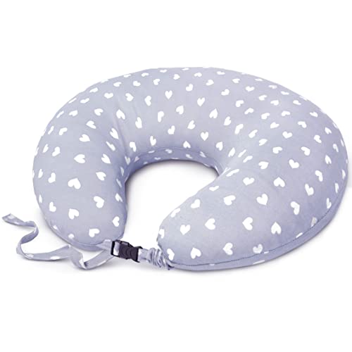 Bamibi Pillow for Breastfeeding with Adjustable Clasp, Multi-Use Breastfeeding Pillow, Cozy Breast Feeding Pillows for Babies, Cover 100% Cotton, Filling 100% Polyester (Hearts Design)