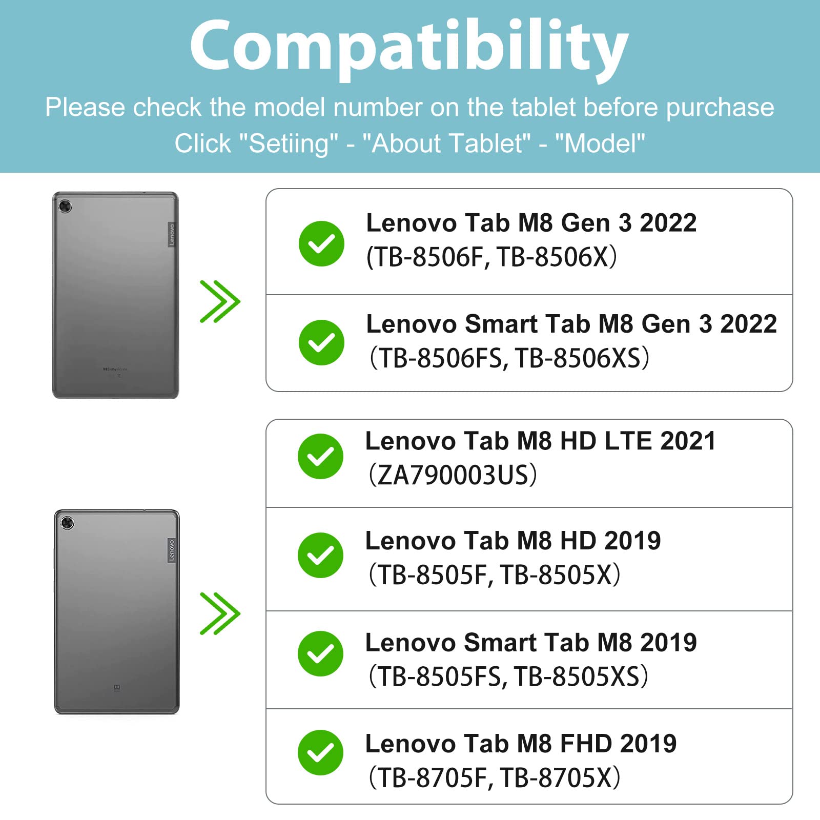 ProCase for Lenovo 8.0 Inch Tab M8 Gen 3 2022/ Smart Tab M8 Gen 3 2022/Tab M8 HD LTE 2021/ Tab M8 HD/Smart Tab M8/Tab M8 FHD 2019, Slim Hard Shell Protective Cover for Lenovo M8 8" Tablet -Black