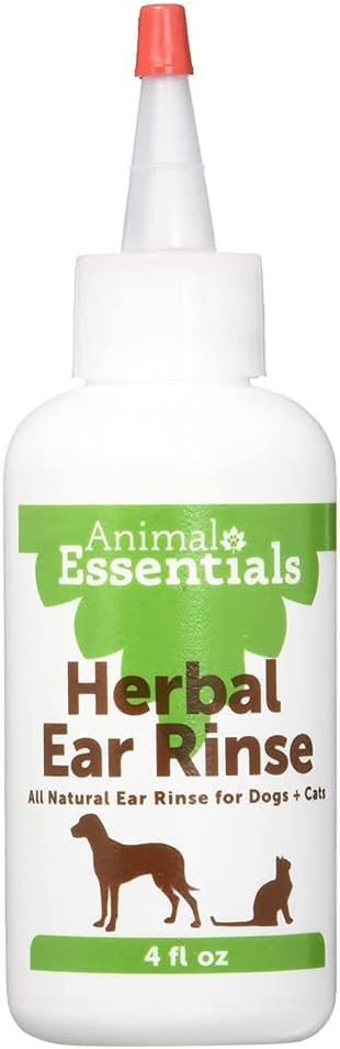Animal Essentials Herbal Ear Rinse for Dogs & Cats - Ear Cleaner, Cleaning Solution, Ear Wash, Ear Cleanser, Ear Drops, Aloe Vera - 4 Fl Oz