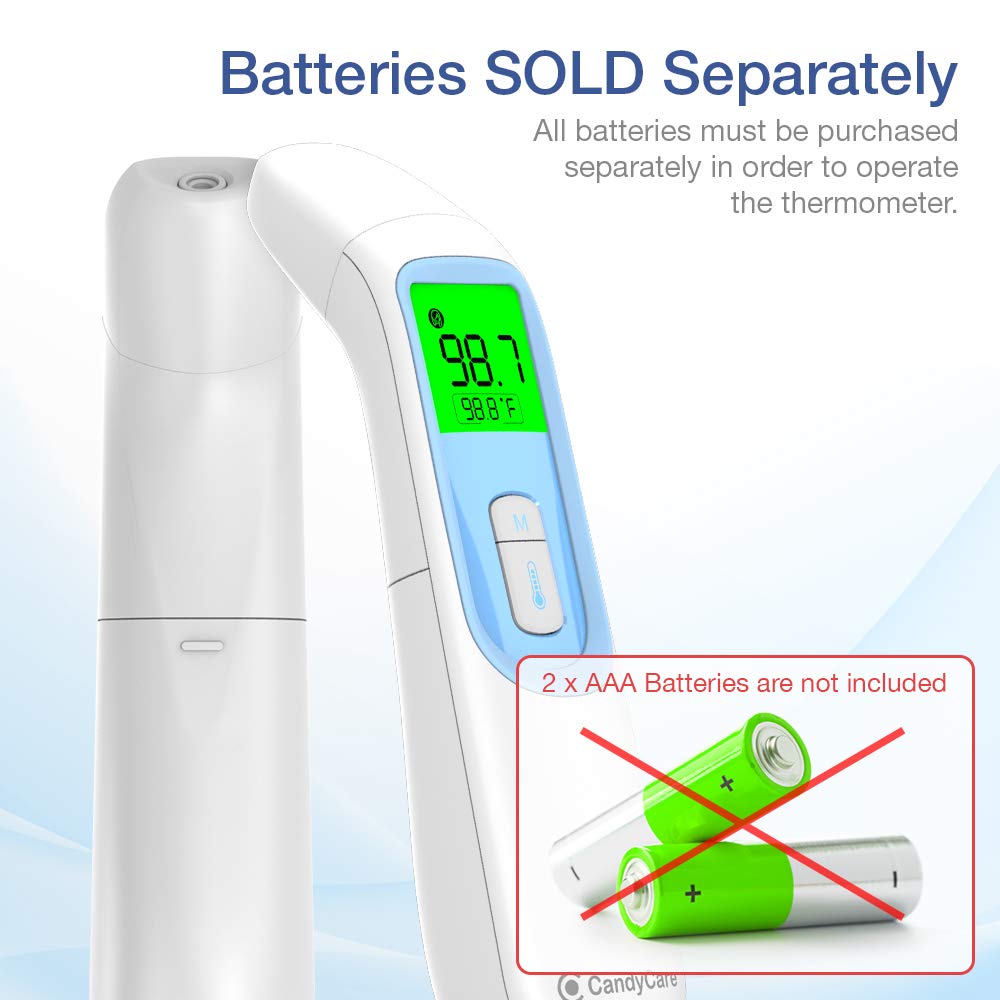 CandyCare Touchless Smart Infrared Thermometer with LCD Digital Screen (3-in-1 Measurement) for Adult and Kid, Temperature Gun Reading Detection on Forehead and Ear (Battery NOT Included)