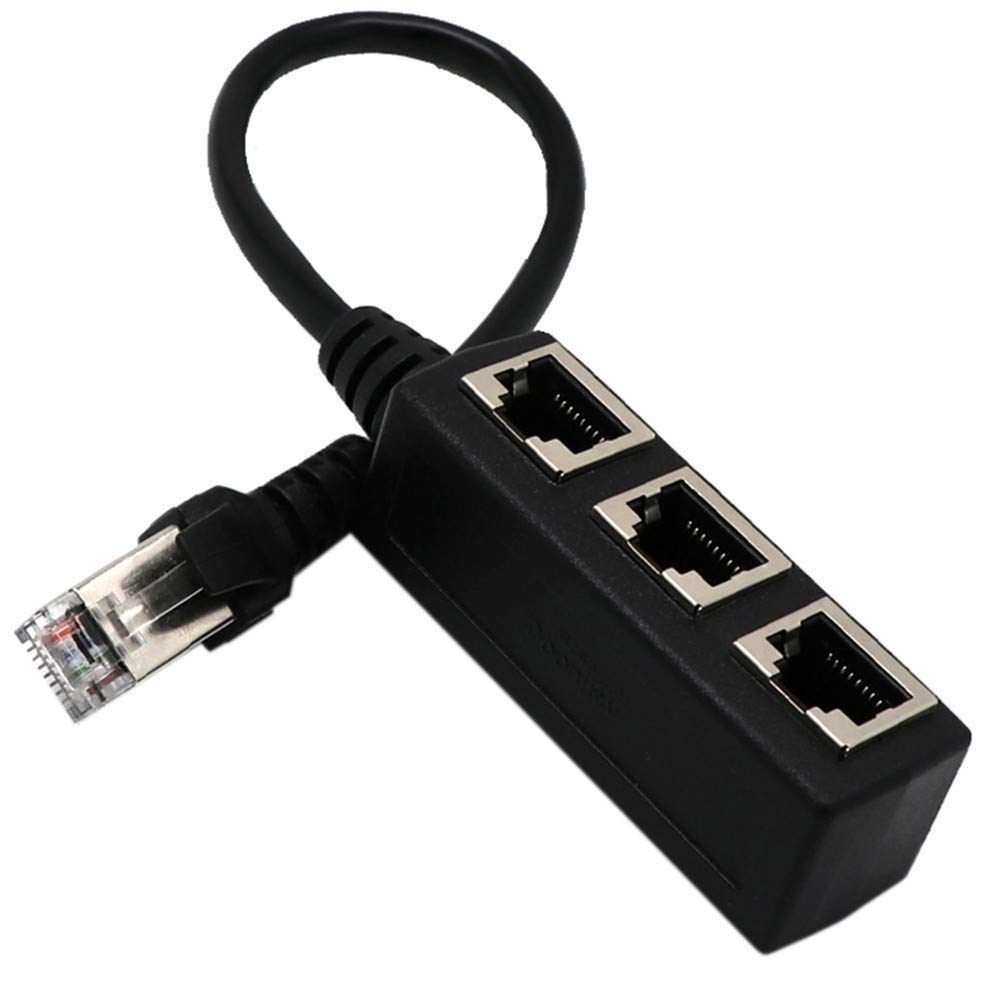 RJ45 Ethernet Splitter Cable RJ45 1 Male to 3 Female Socket Port LAN Ethernet Network Splitter Adapter Cable Compatible with Cat5 Cat5e Cat6 Cat7