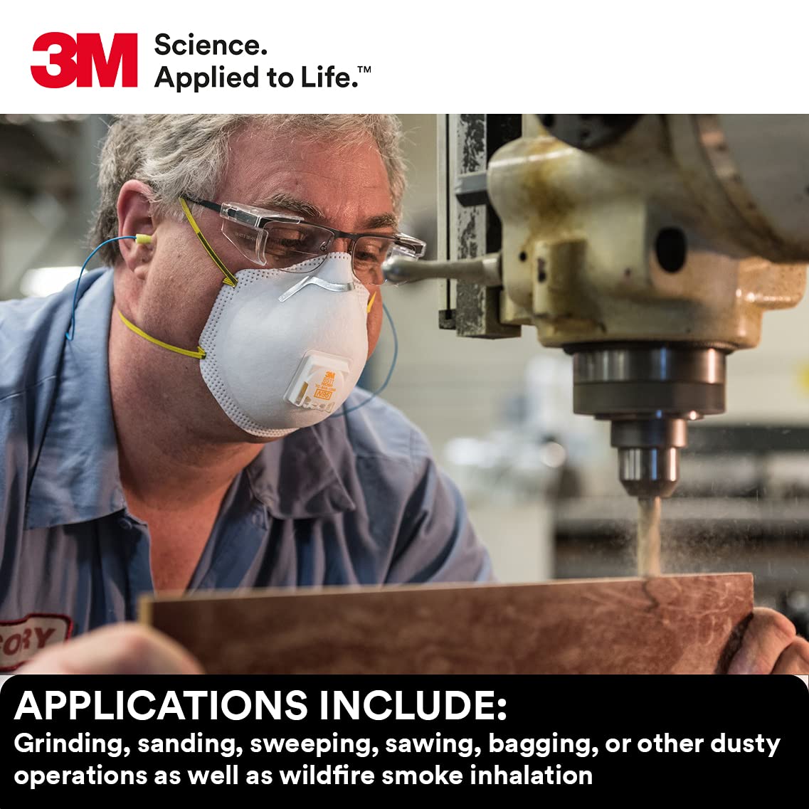 3M 8511 Particulate Disposable Respirator, N95, Pack of 80, Cool Comfort and Fewer Pressure Points with Dual Point Attachment for Grinding, Sanding, Sawing, Sweeping, Dust, Smoke