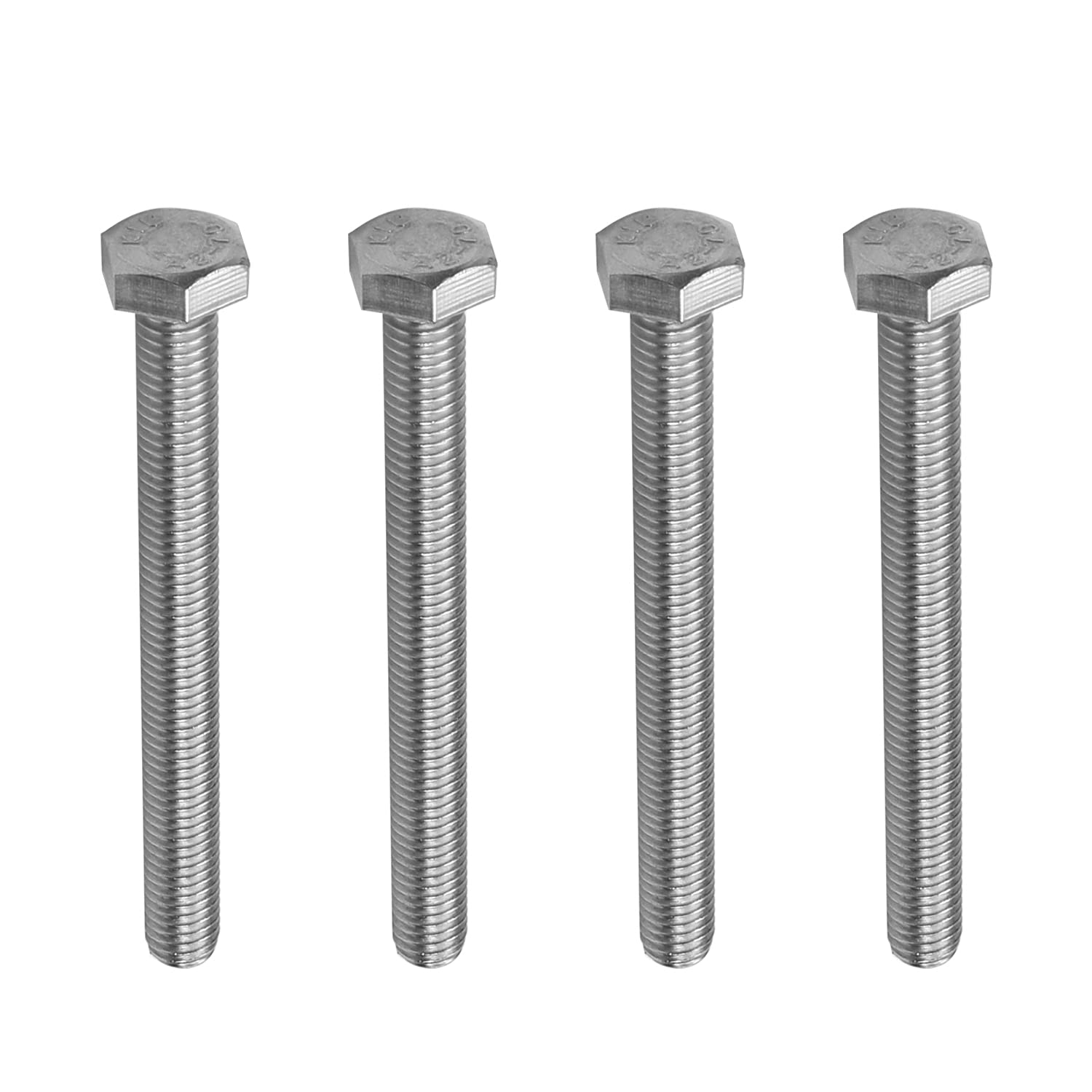 Yinpecly M8 Hex Bolt M8-1.25 x 80mm UNC Hex Head Screw Bolts 304 Stainless Steel Fully Threaded Hex Tap Bolts 4pcs