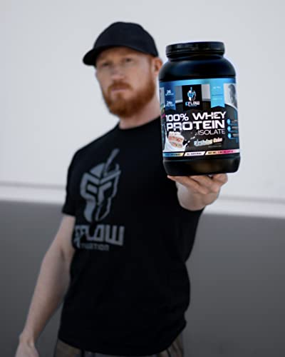 eFlow Nutrition 100% Whey Protein Isolate - Lactose-Free Digestive Enzymes Added, Low Carb, Post Workout Shake, Fast Digesting for Optimal Muscle Recovery - Birthday Cake (26 Servings)