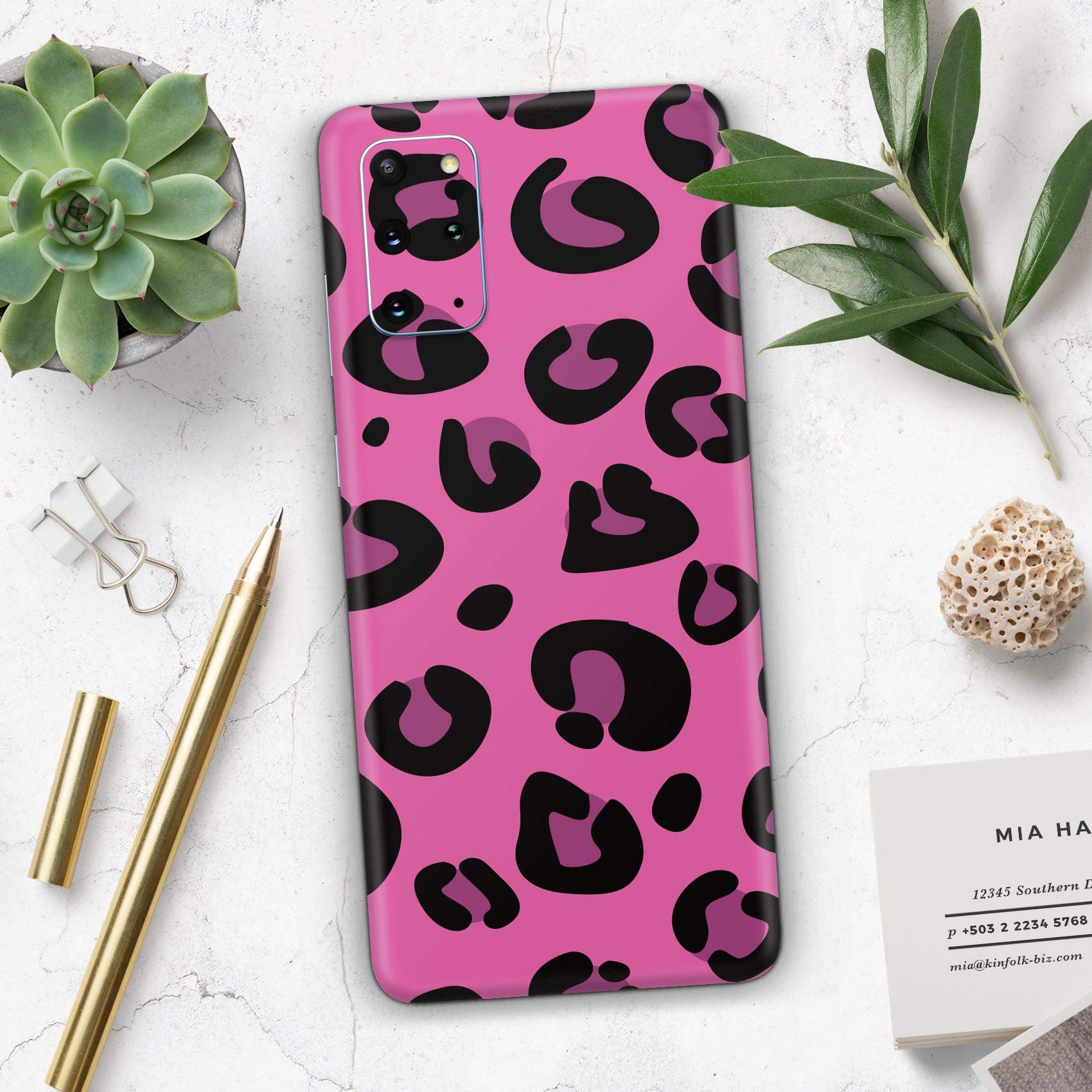 DesignSkinz Pink Vector Cheetah Print Protective Vinyl Decal Wrap Skin Cover Compatible with The Samsung Galaxy S20 (Screen Trim & Back Glass Skin)