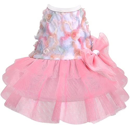 BOTEWO Pink Dog Dress Summer Sleeveless Pet Tutu Wedding Dresses Lovely Puppy Party Apparel Clothes(Pink,M)