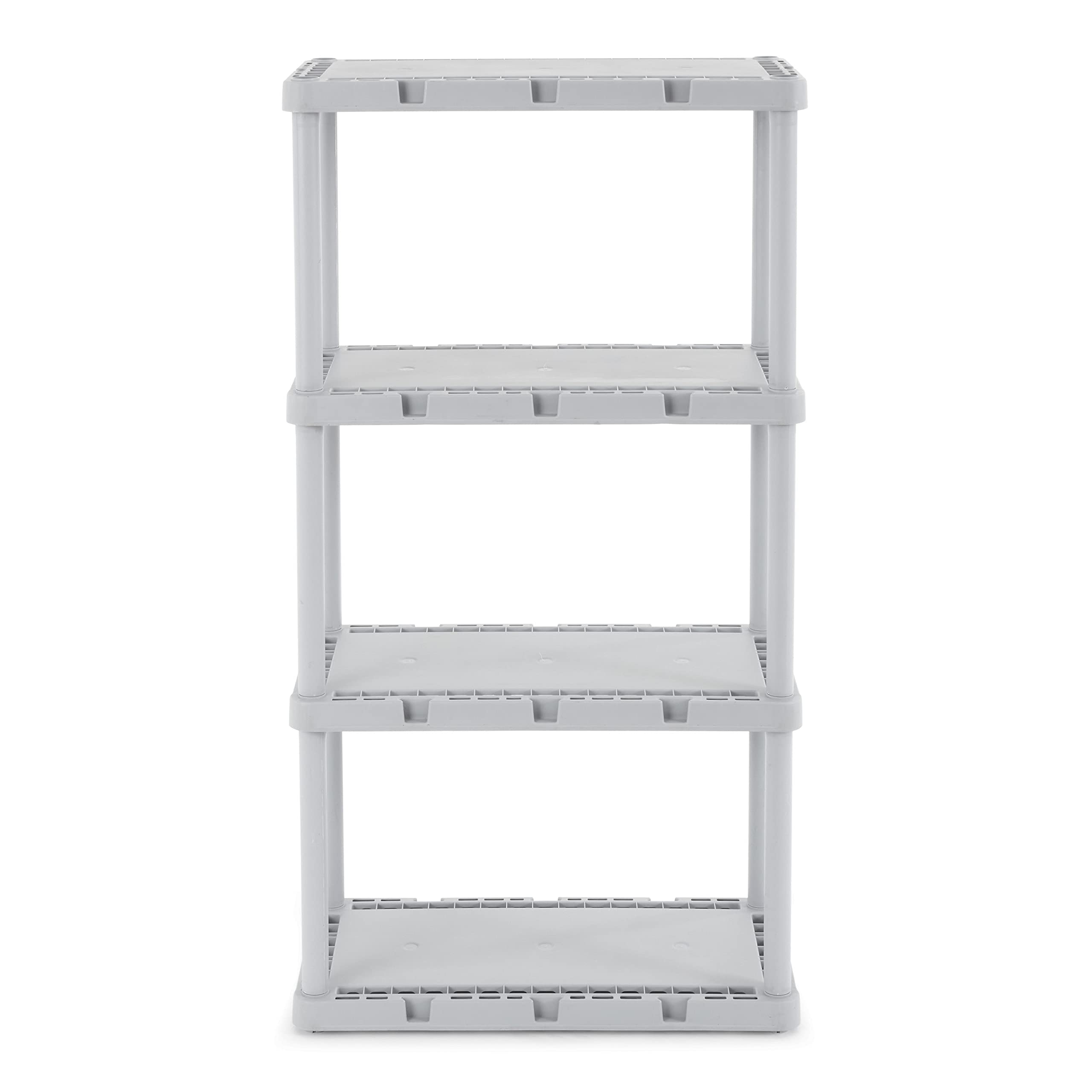 Gracious Living 4 Shelf Knect-A-Shelf Ventilated Light Duty Storage Unit Organizer System for Home, Garage, Basement, and Laundry, Gray.