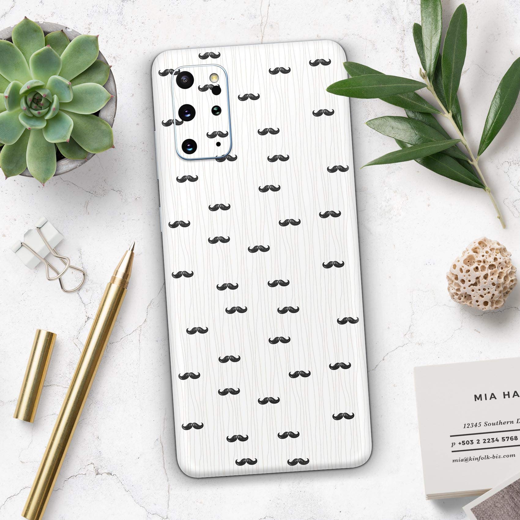 DesignSkinz The Micro Mustache Pattern Protective Vinyl Decal Wrap Skin Cover Compatible with The Samsung Galaxy S20 (Screen Trim & Back Glass Skin)