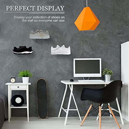 6 Sets Floating Shoe Shelves for Wall, Clear Acrylic Shoe Display for Sneakers Shoe Rack Extra Thick with Screws and Anchors, Wall Mounted Display Shoe Shelves (Transparent)