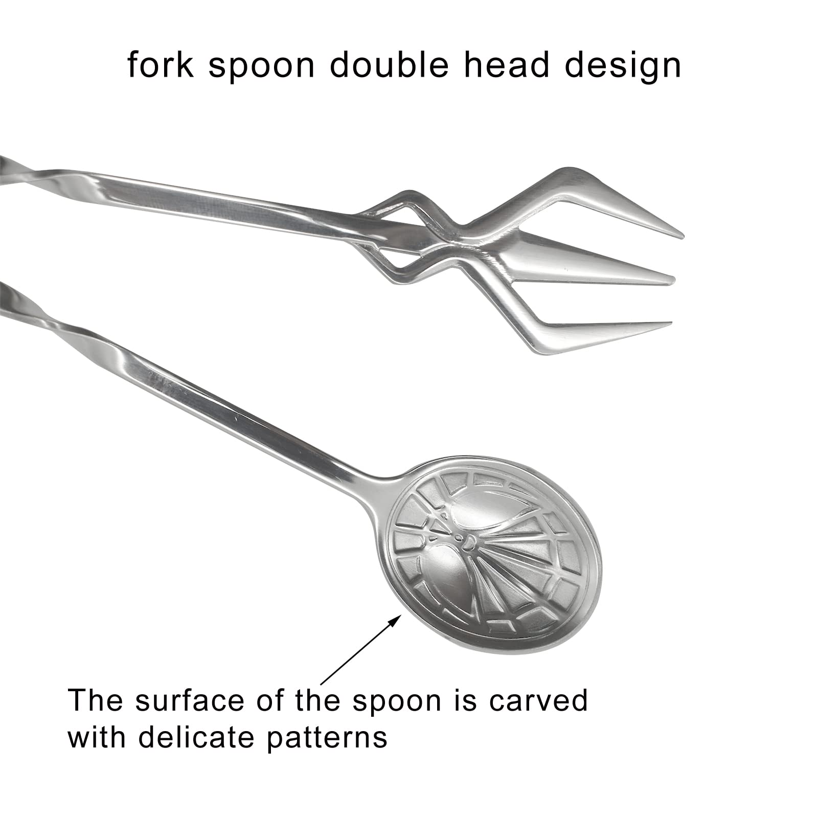 Pinenjoy 2Pcs 12.67inch Bar Spoon Fork Cocktail Mixing Spoon with Trident Fork 18/10(304) Stainless Steel Bartender Stirring Spoon for Milkshakes Juice Coffee Tea Beer Mixing