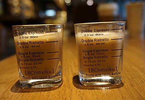 Espresso Shot Glasses Measuring cup Liquid Heavy Glass Wine Glass Shot Glass 26-Incremental Measurement 2 OZ 2 Features 60ML (Sturdy-2 pack)